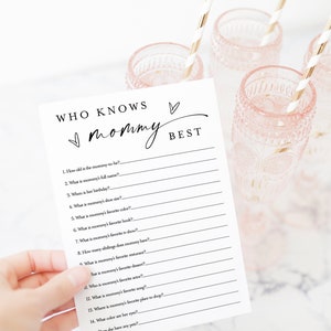 Who Knows Mommy Best, Who Knows Mom Best, Minimalist Baby Shower Game ...