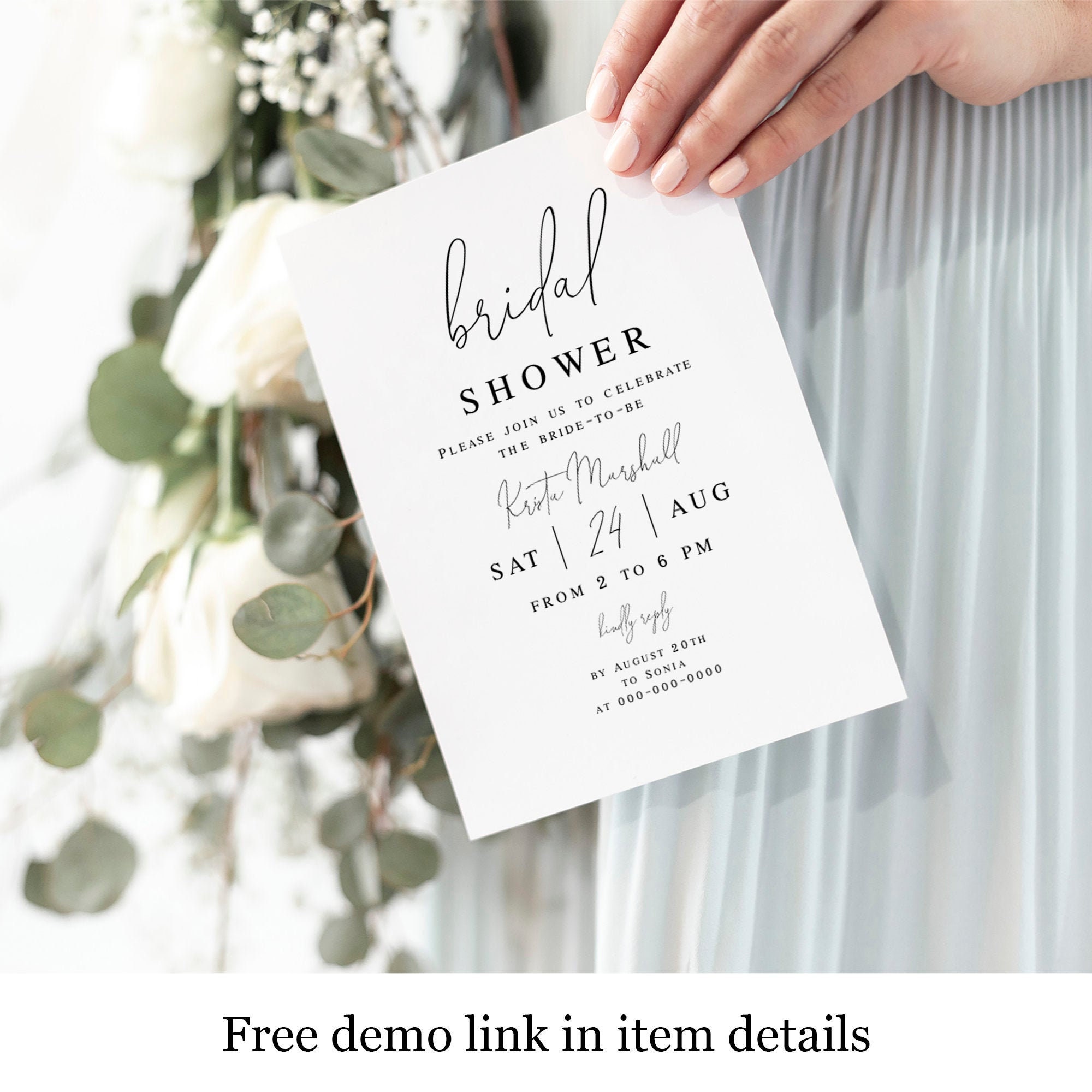 Simple Bridal Shower Invitation Template Invite Templett - Etsy