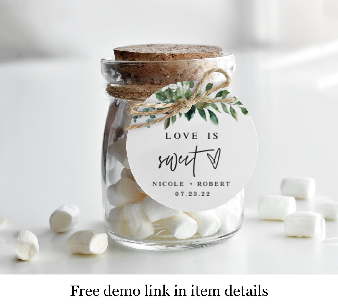 Love is Sweet Favor Label Template, Circle Gift Tags, Round Stickers ...