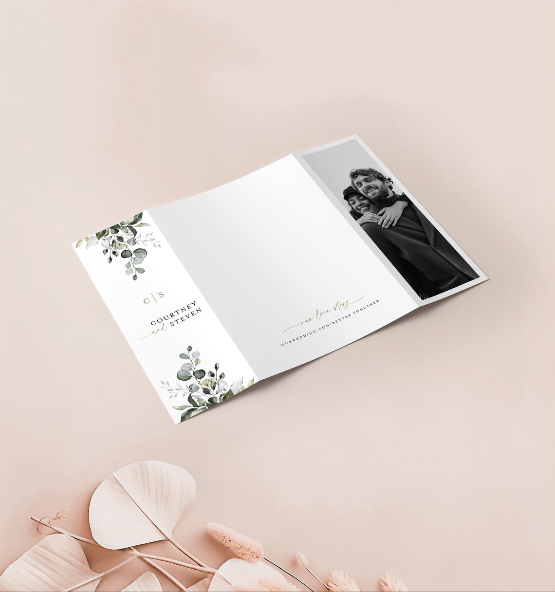 Gatefold Wedding Invitation With QR Code, Wedding Invite Template, QR ...