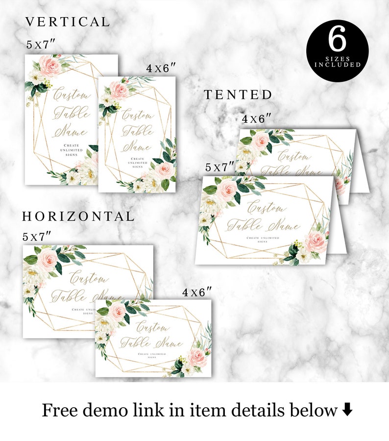 Custom Table Names Unlimited DIY Sign Template Templett | Etsy