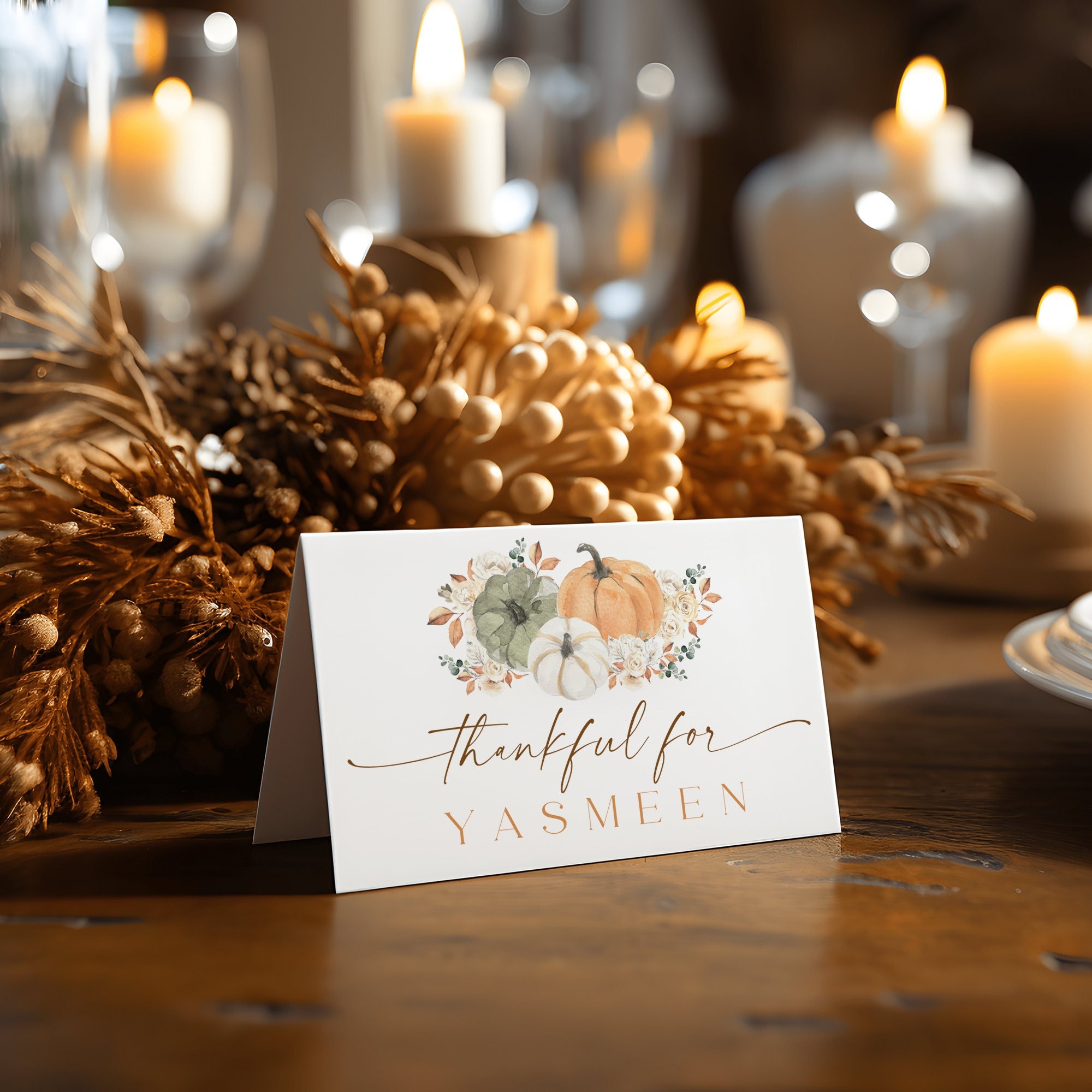 Thanksgiving Name Cards Template, Fall Bridal Shower Place Cards ...