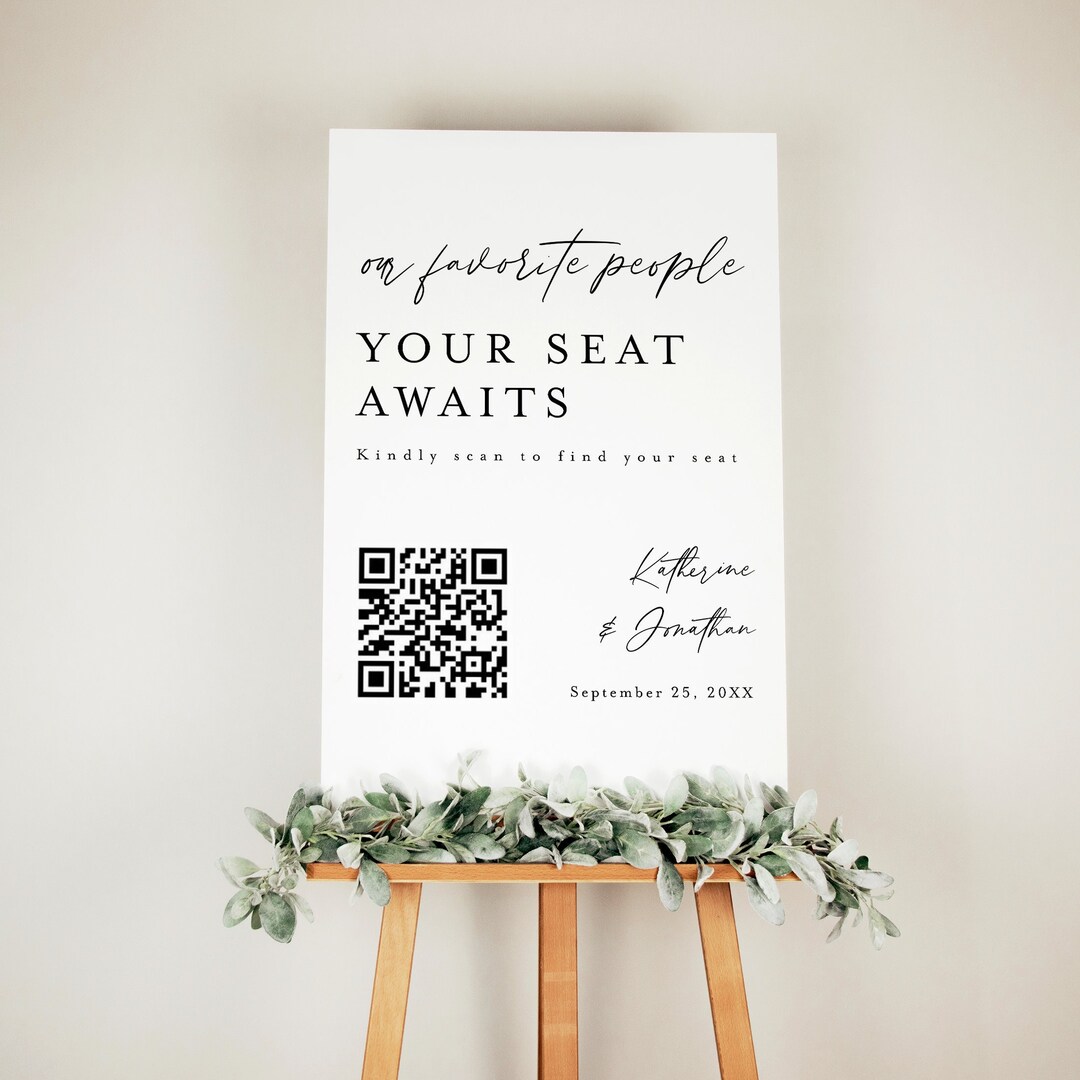 QR Code Seating Chart Sign, Wedding QR Code Sign, Seating Chart Welcome ...