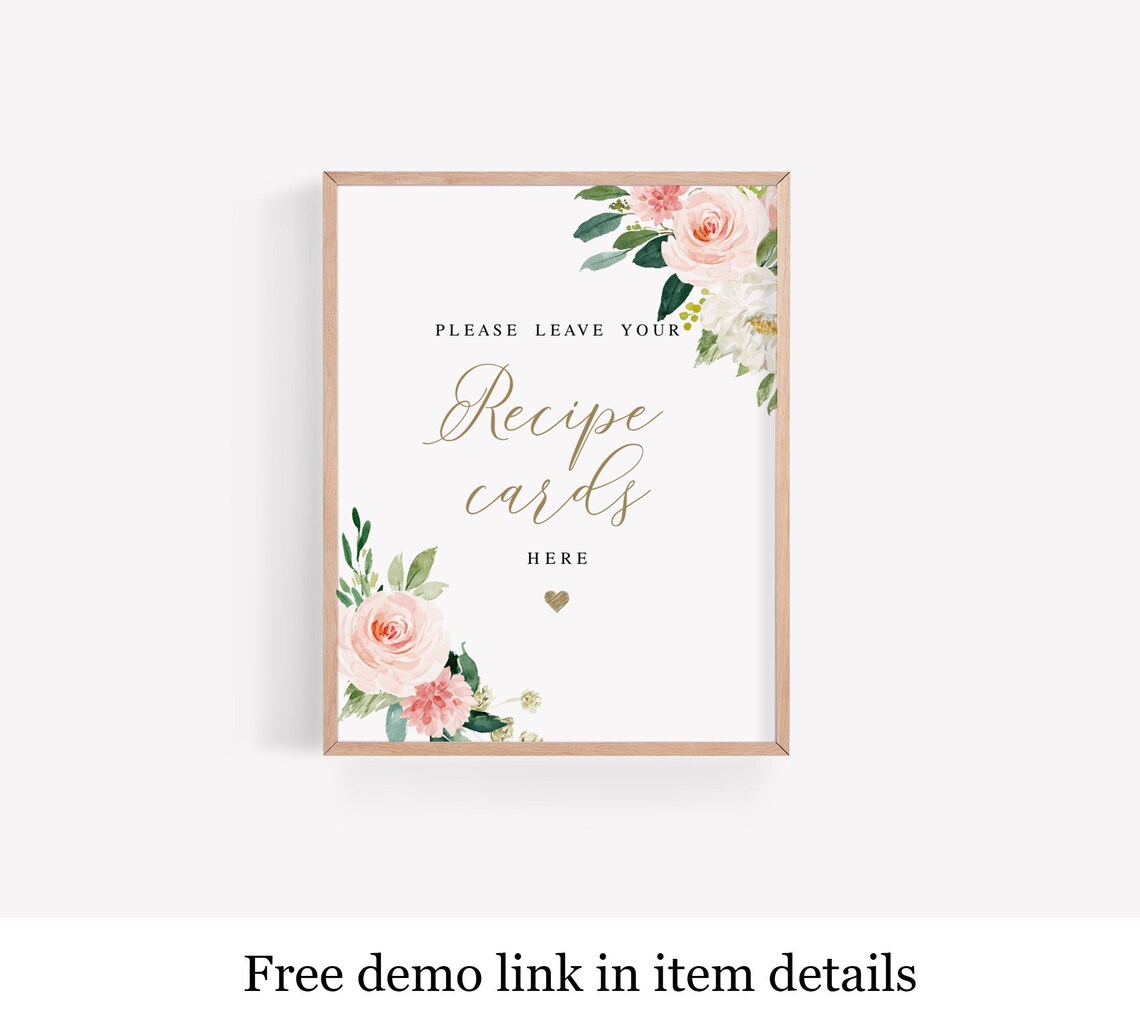 Printable Recipe Card Sign Template Place Your Recipe Card | Etsy