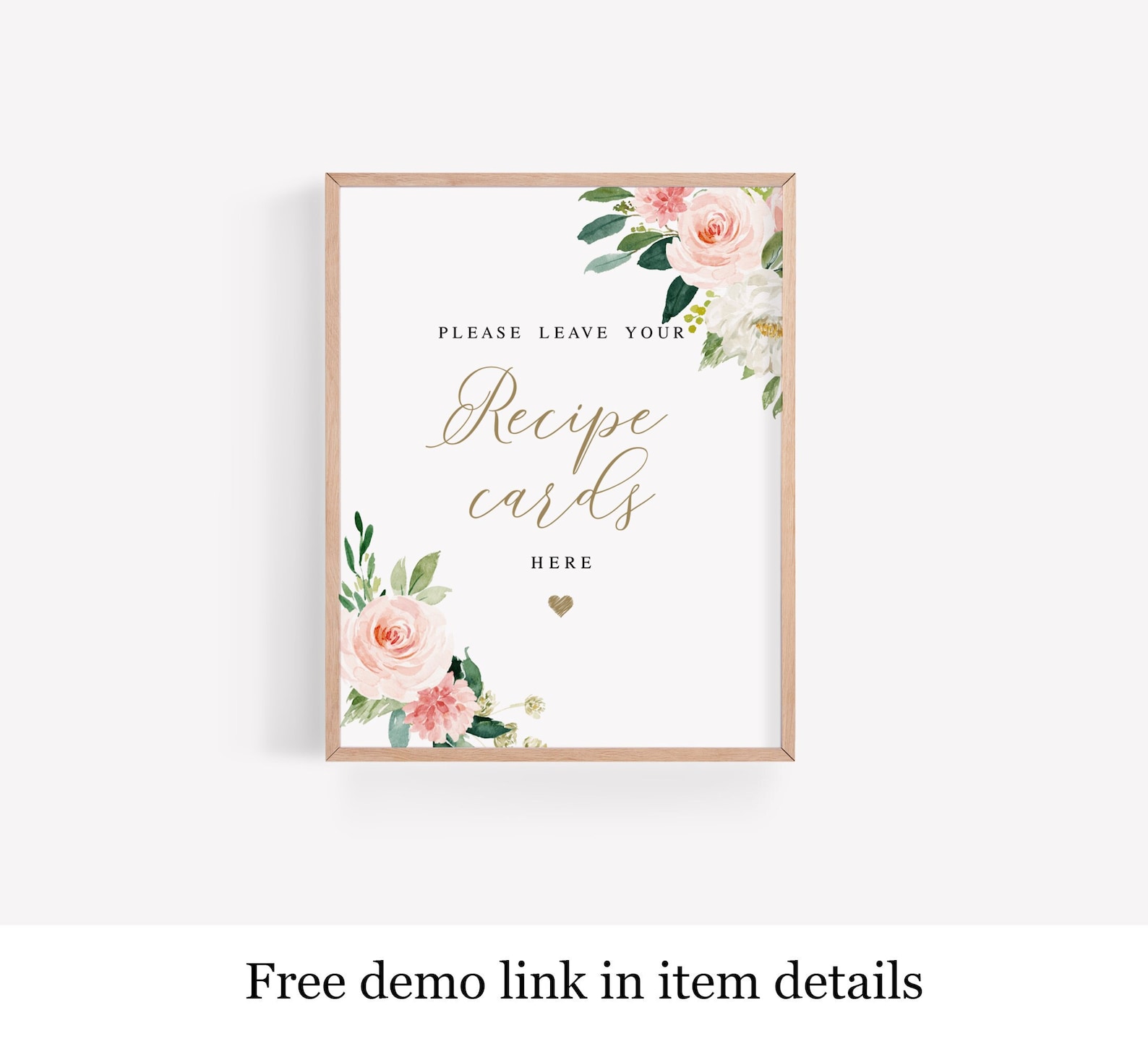 Printable Recipe Card Sign Template Place Your Recipe Card | Etsy