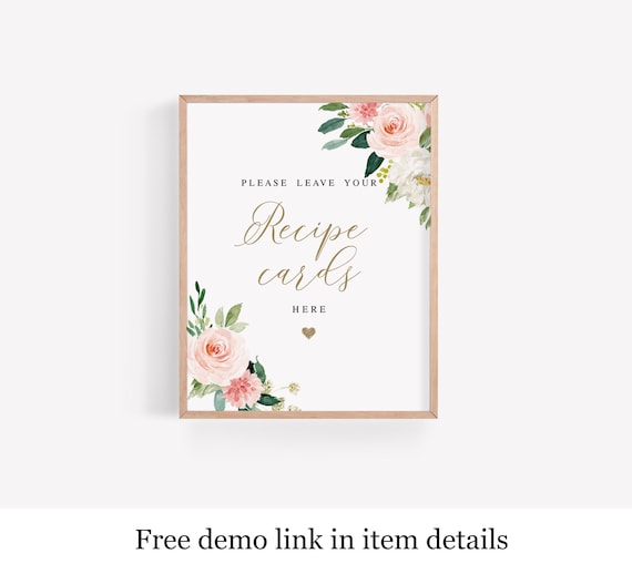 Printable Recipe Card Sign Template Place Your Recipe Card | Etsy