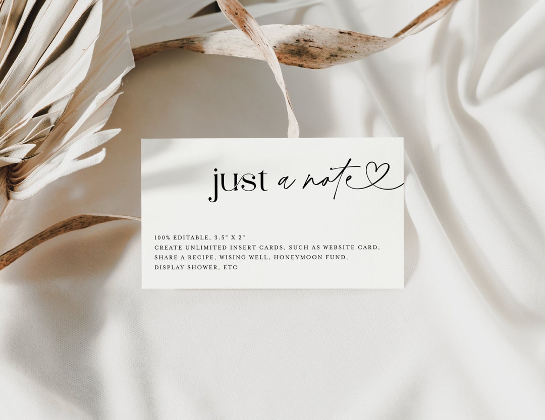 Minimalist Enclosure Card, Wedding Invitation Insert Card Template ...