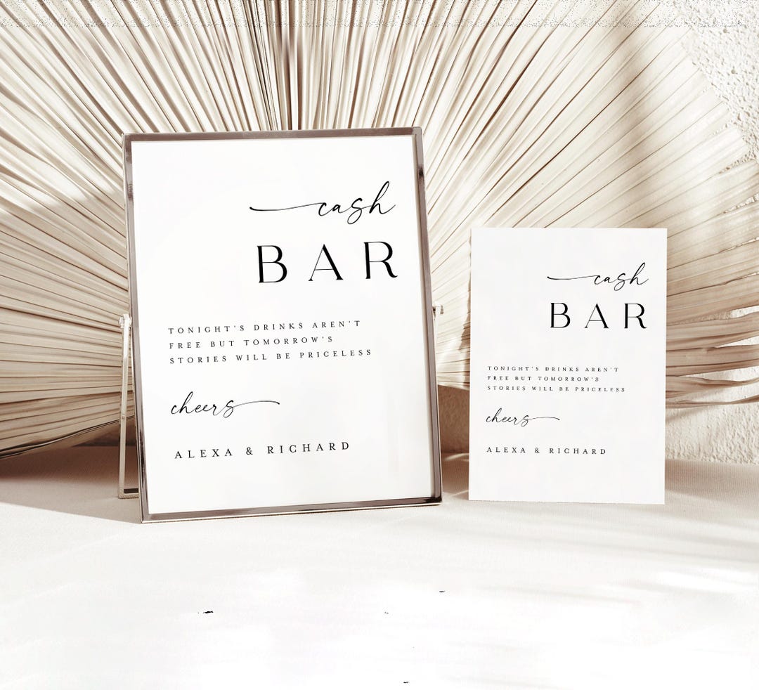 Cash Bar Sign Template, Wedding Sign Editable Template #f37 - Etsy