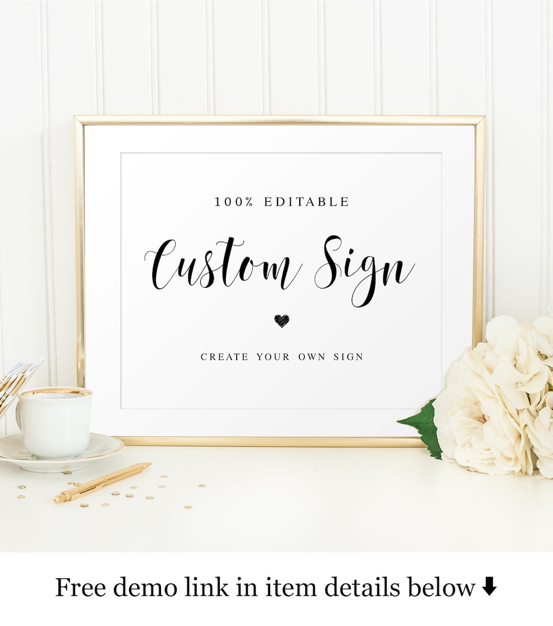 Heart Wedding Sign Create Your Own Poster Table Top Decor Custom ...