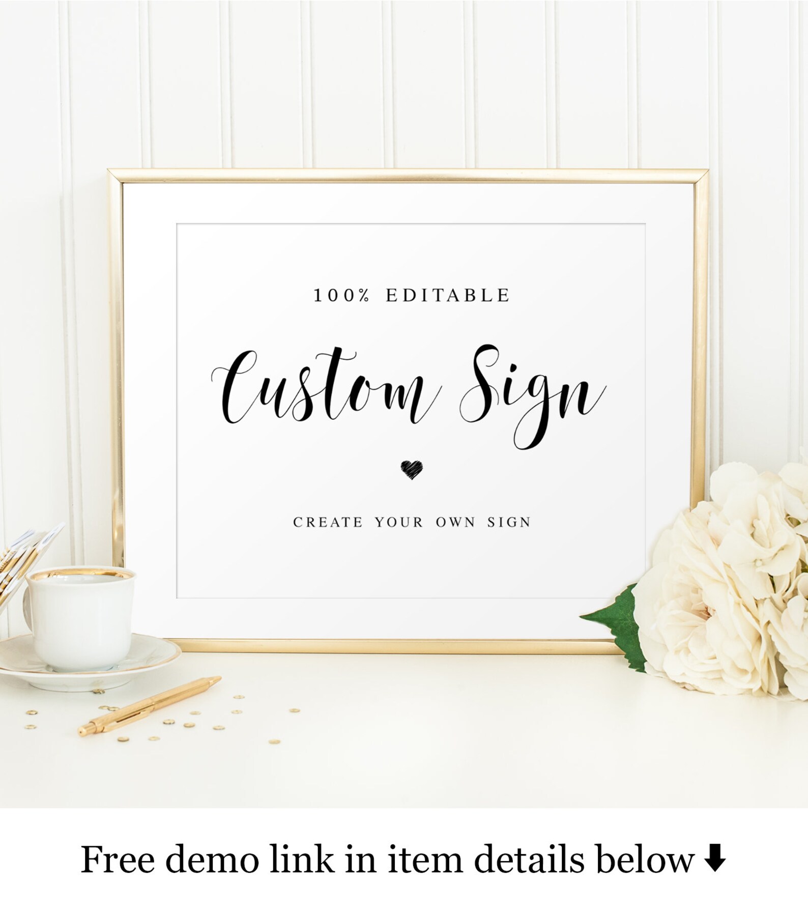 Heart Wedding Sign Create Your Own Poster Table Top Decor Custom ...