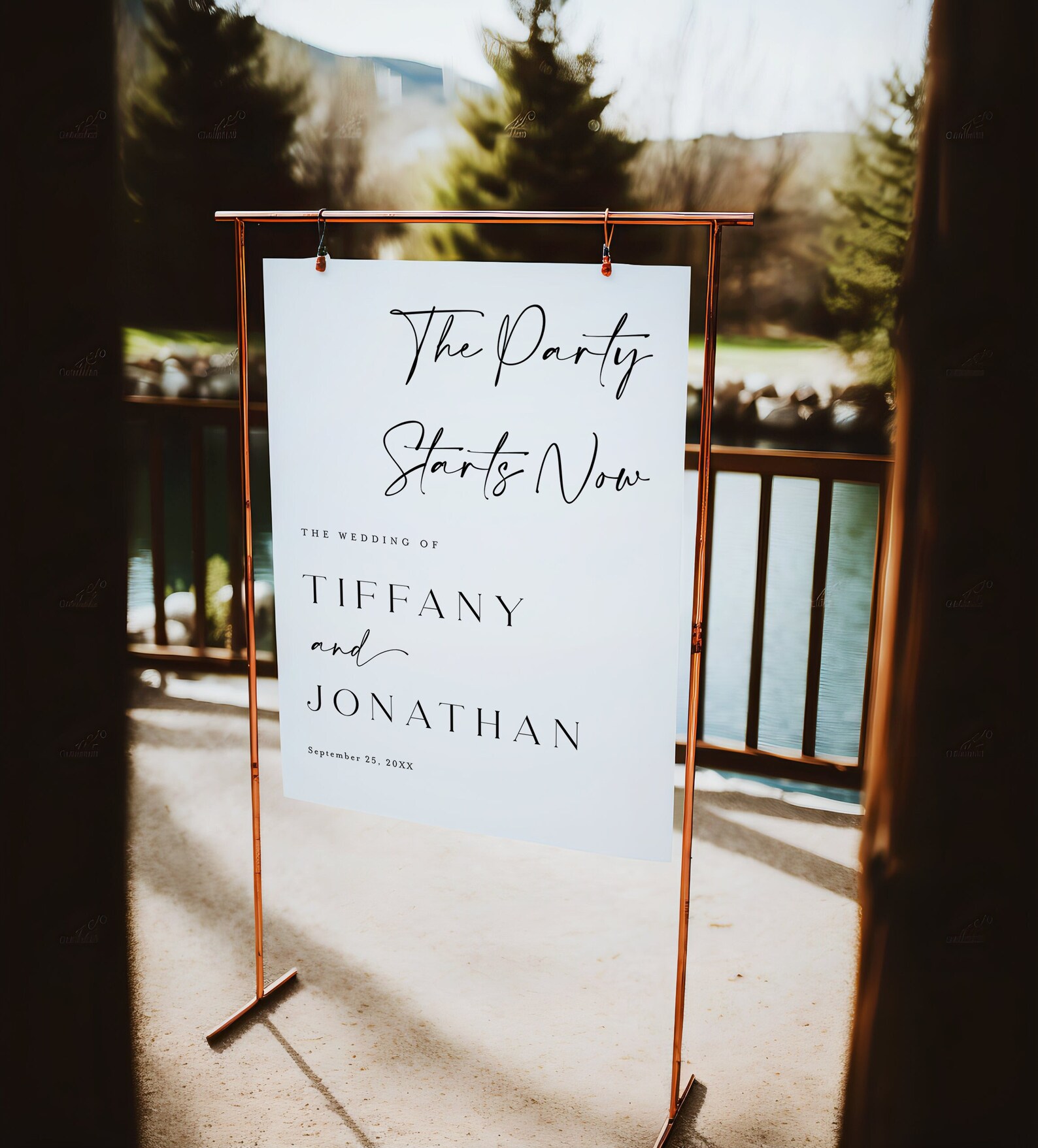 The Party Starts Now Sign, Modern Wedding Welcome Sign Template ...