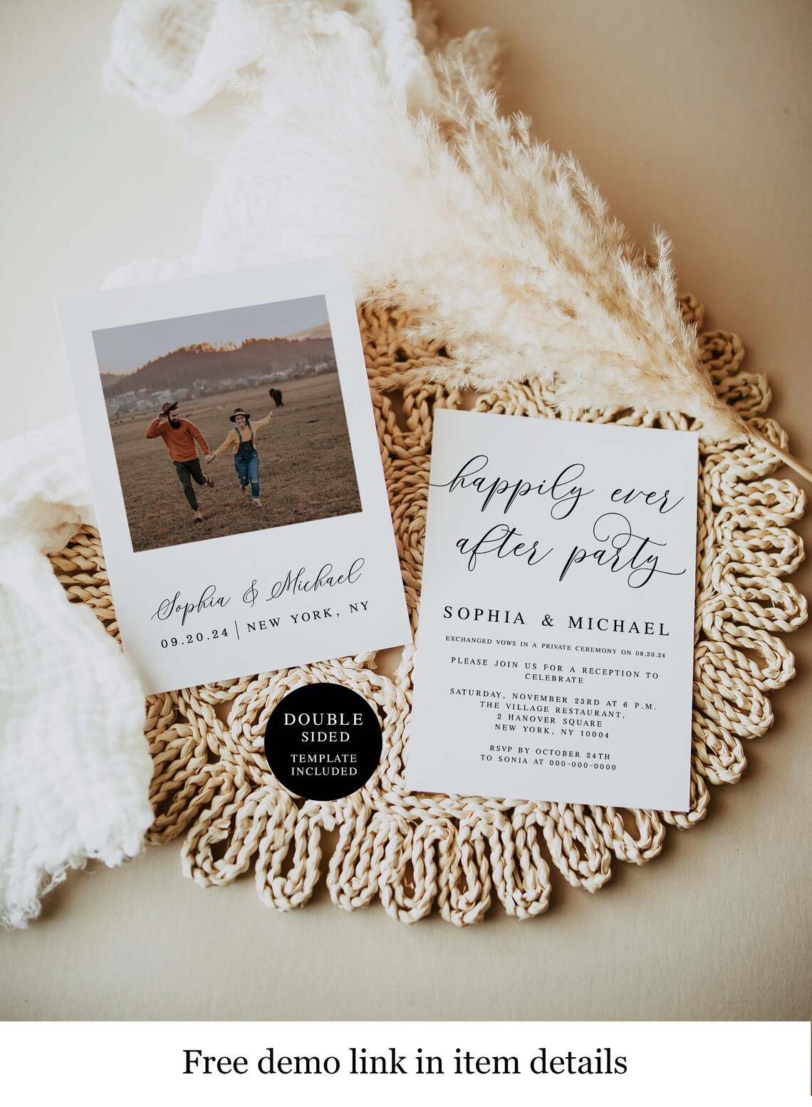 Photo Wedding Reception Party Invitation Template Happily - Etsy