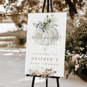 Baby Shower Welcome Sign Template, A Little Pumpkin is on the Way ...