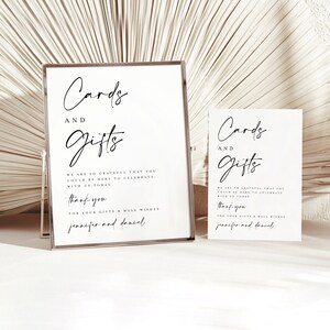 Minimalist Cards and Gifts Sign Template, Modern Wedding Gift Table ...