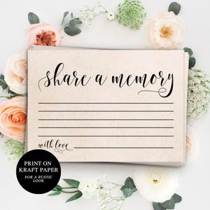 Share a Memory Card for Funeral Decor Keepsake Cards Printable Memorial ...