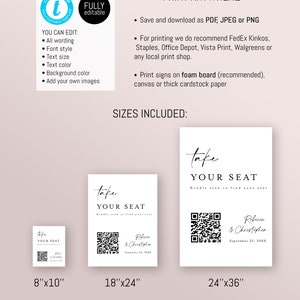 QR Code Seating Chart Sign, Wedding QR Code Sign, Seating Chart Welcome ...