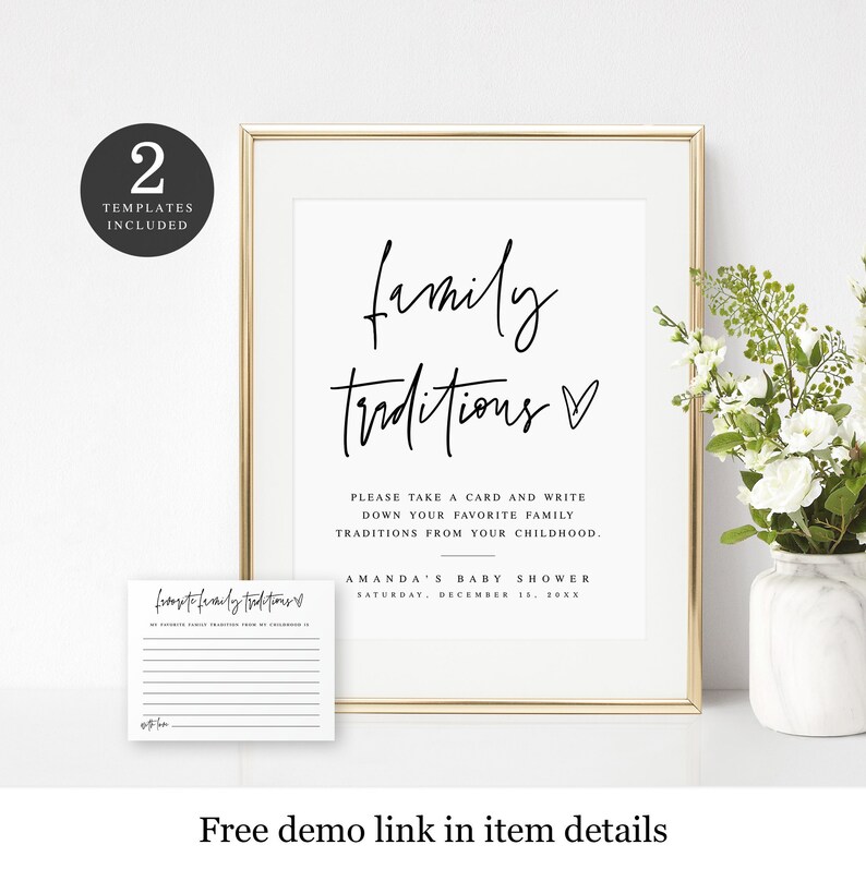 Printable Favorite Family Traditions Baby Shower Sign and - Etsy