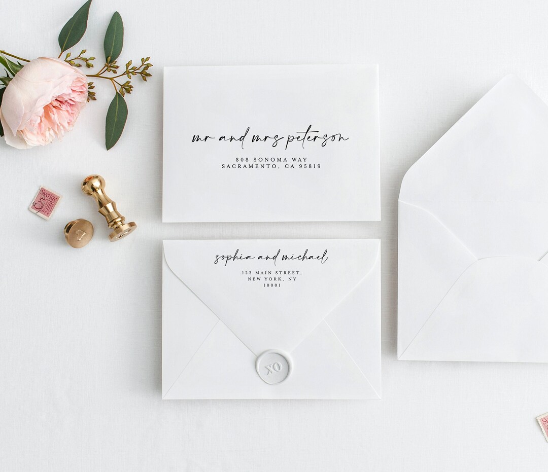Elegant Wedding Envelope Template, With Return Address, Calligraphy ...