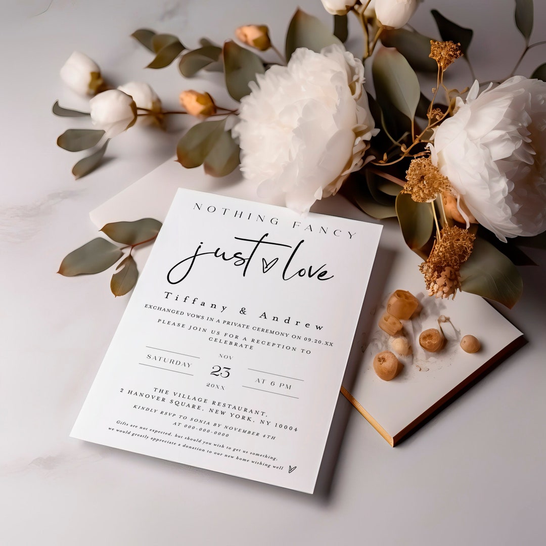 Nothing Fancy Just Love Invitation Template, Modern Nothing Fancy Just ...