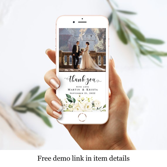 Electronic Thank You Card Template Text Message Phone Eco | Etsy