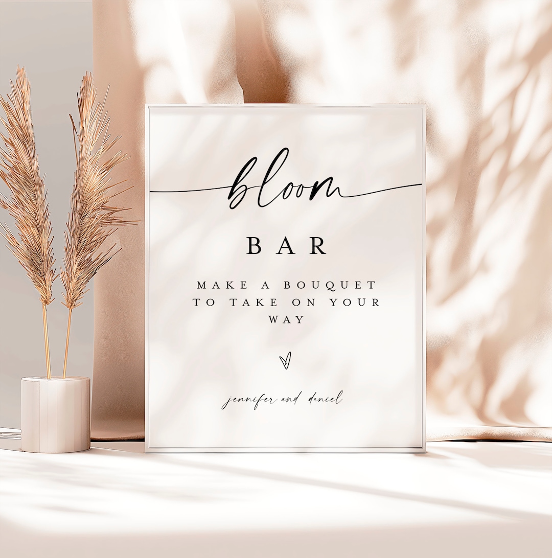 Bloom Bar Sign Template, Build Your Bouquet, Wedding Flower Favors ...