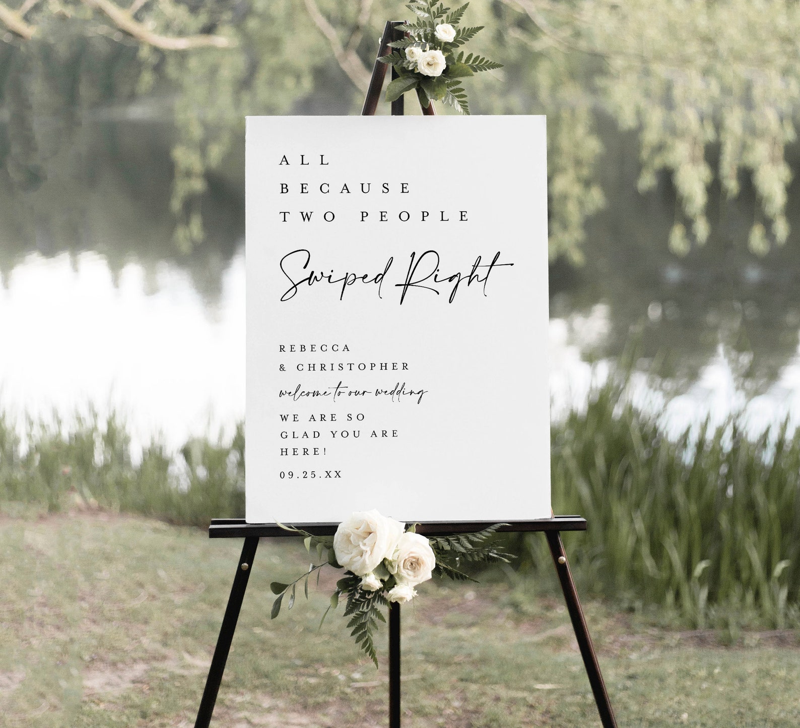 Wedding Welcome Sign Template All Because Two People Swiped - Etsy