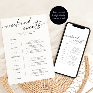 Wedding Events Card, Itinerary Template, Fully Editable Wedding ...