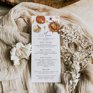 Thanksgiving Dinner Menu Template, Printable, Try Before You Buy ...