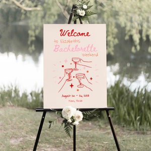 Hand Drawn Bachelorette Weekend Welcome Sign Template, Quirky Funky ...