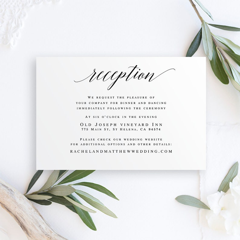 Reception Card Template Wedding Insert Templates Editable Pdf - Etsy
