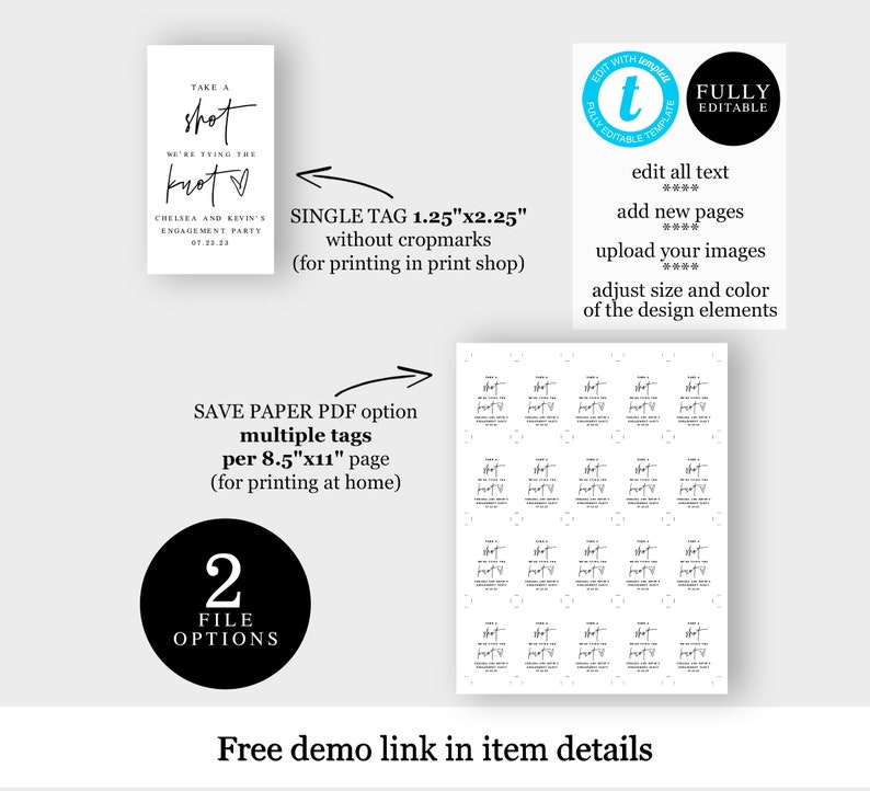 Printable Shot Bottle Tags Template Bachelorette Party | Etsy