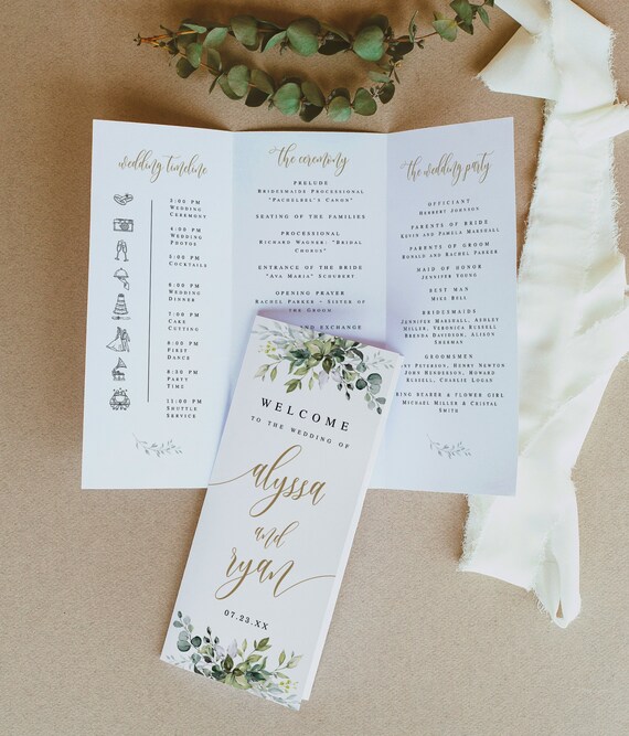 Three Fold Wedding Program Template Tri Fold Wedding Program Template