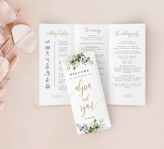Downloadable Tri Fold Wedding Program Templates Picky Bride Highest