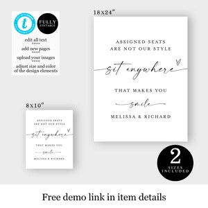 Sit Anywhere Welcome Sign Template, Templett, Open Seating Sign, 100% ...