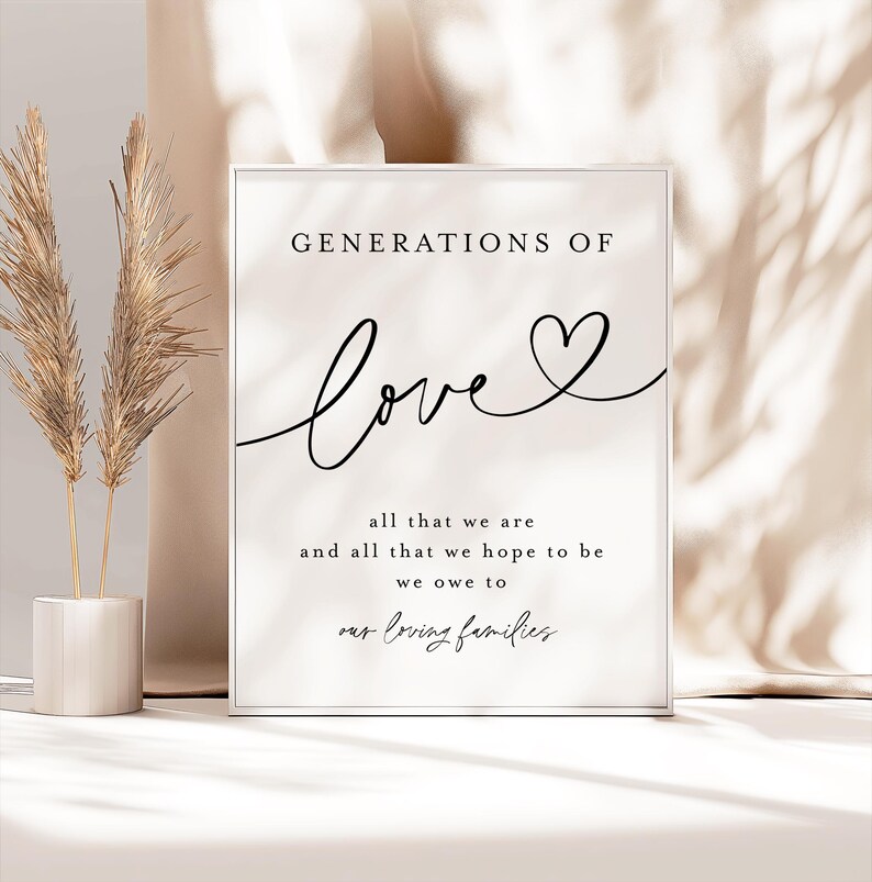 Generations of Love Sign, Printable Generations of Love Sign, All That ...