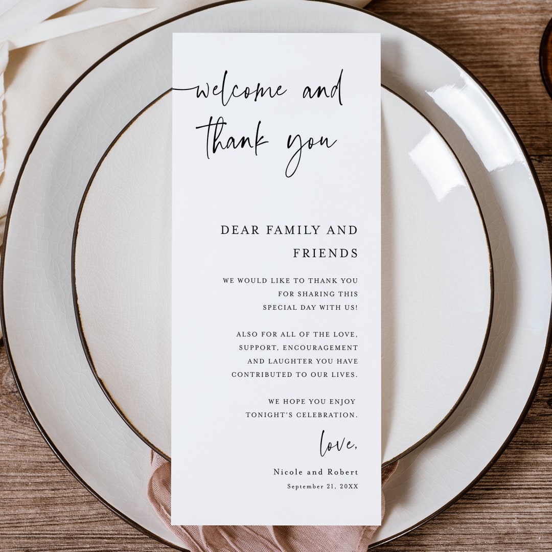 Thank You Place Card, Modern Minimalist Thank You Letter Template ...