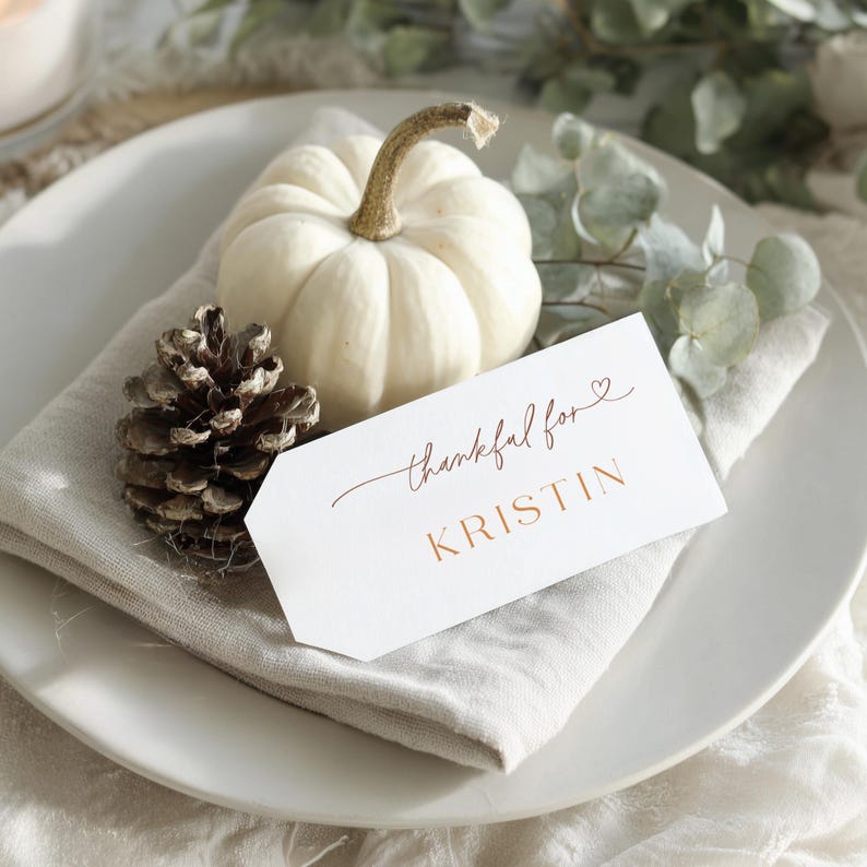 Thanksgiving Name Cards Template, Fall Bridal Shower Place Cards ...