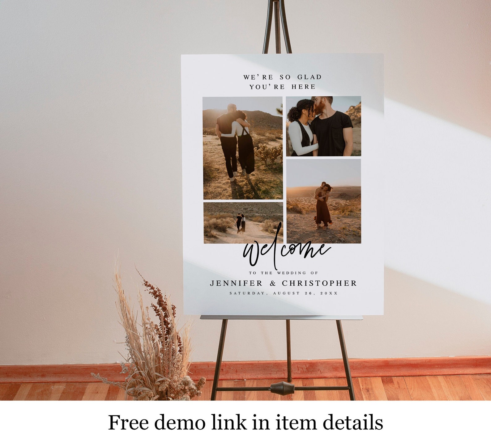 Wedding Welcome Sign Printable Photo Collage Fully Editable - Etsy