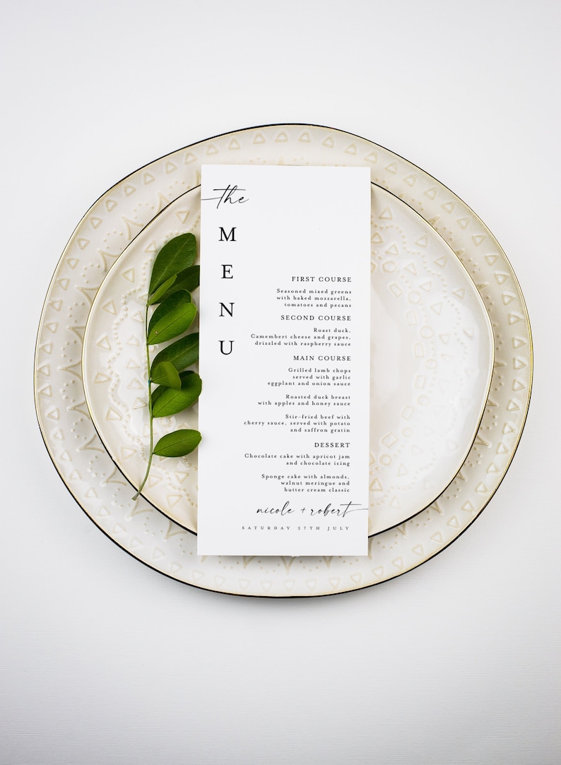 Minimalist Wedding Menu Template Wedding Rehearsal Dinner - Etsy
