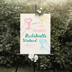 Hand Drawn Bachelorette Weekend Welcome Sign Template, Quirky Funky ...
