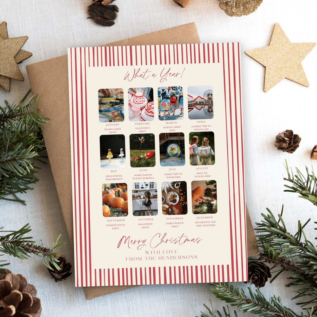 What a Year One Sided Christmas Template Canva, Year in Review Holiday ...