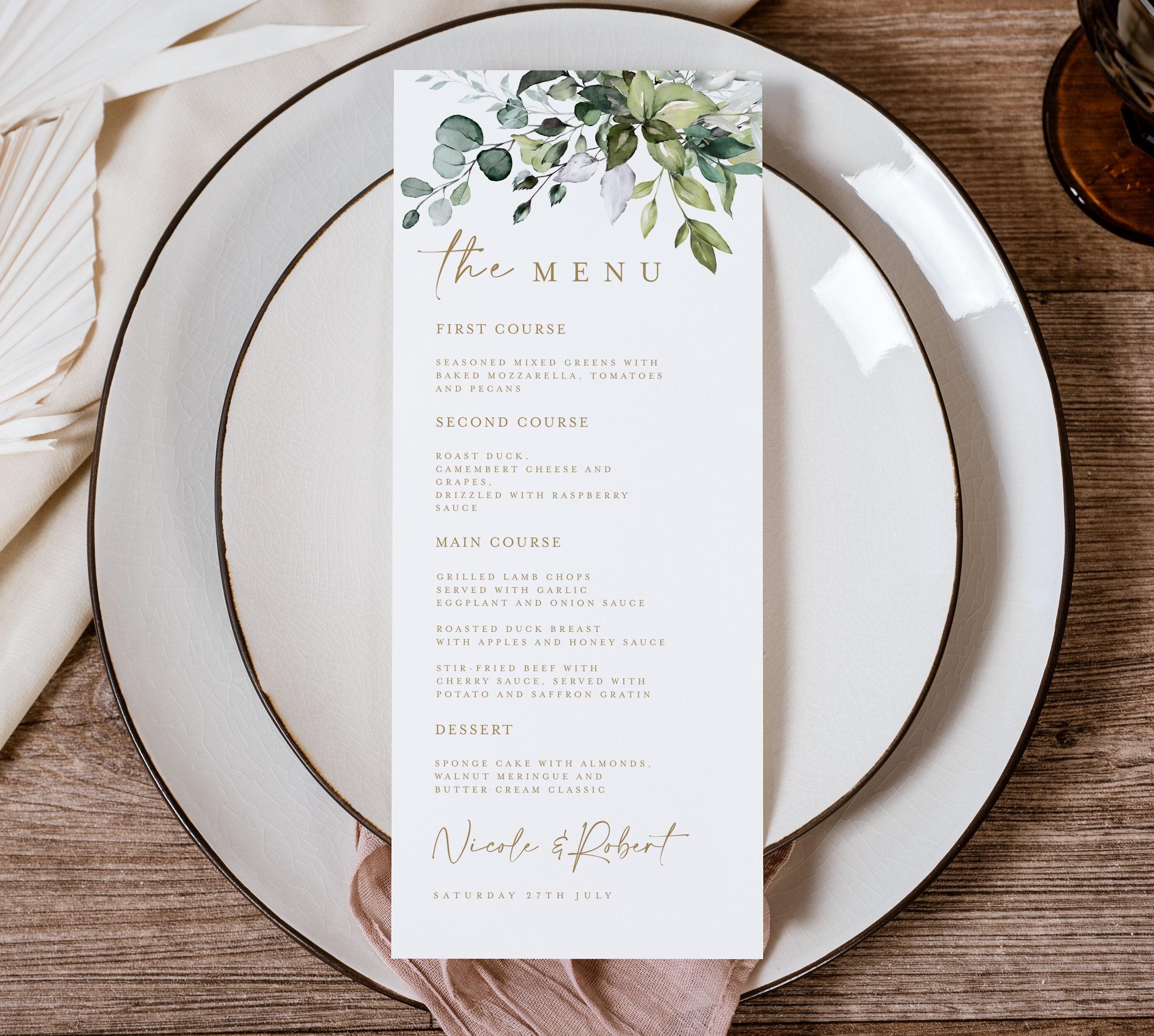 Dinner Party Menu Template Wedding Rehearsal Bridal Brunch - Etsy