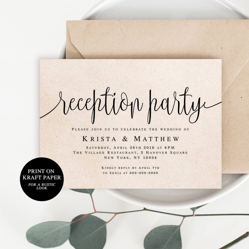 Reception Party Invitation Template Wedding Reception - Etsy