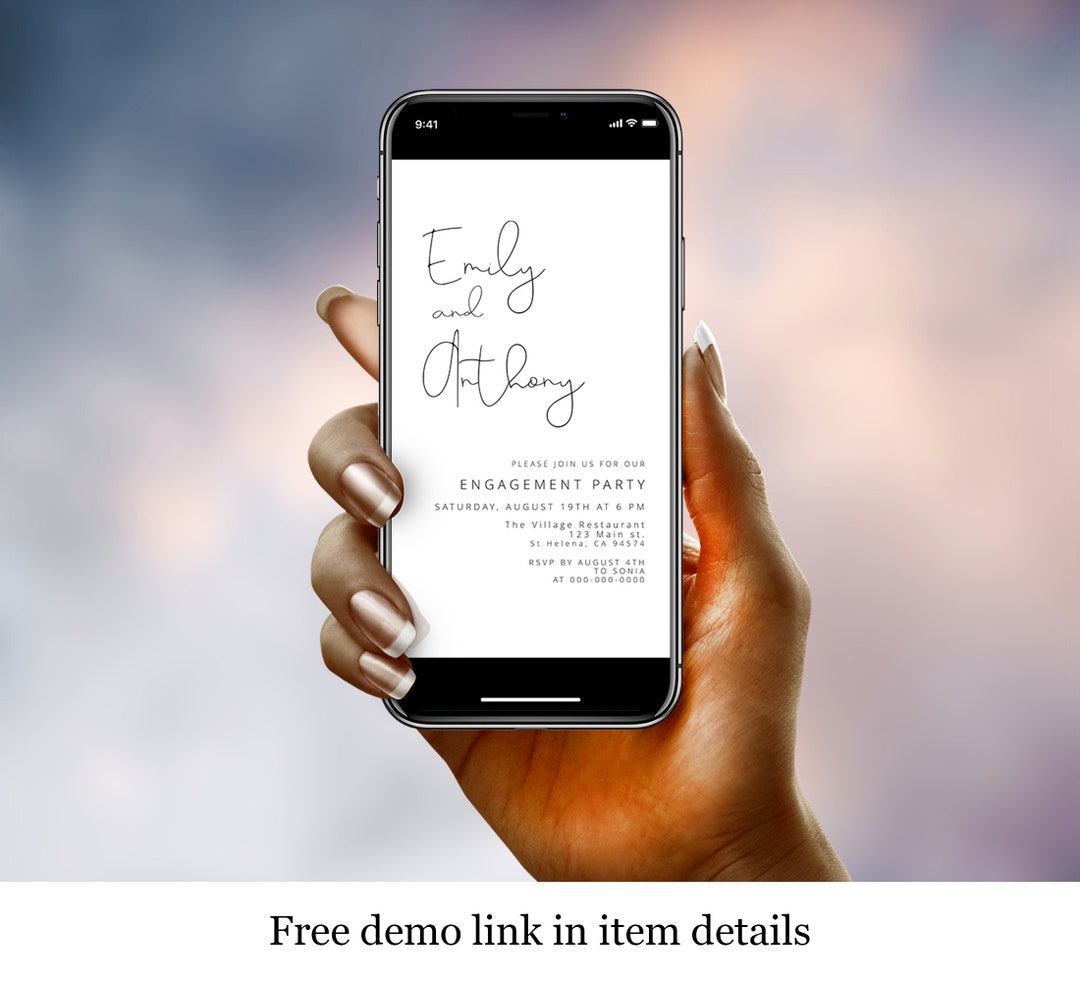 Electronic Wedding Engagement Party Invitation Template, Fully Editable ...