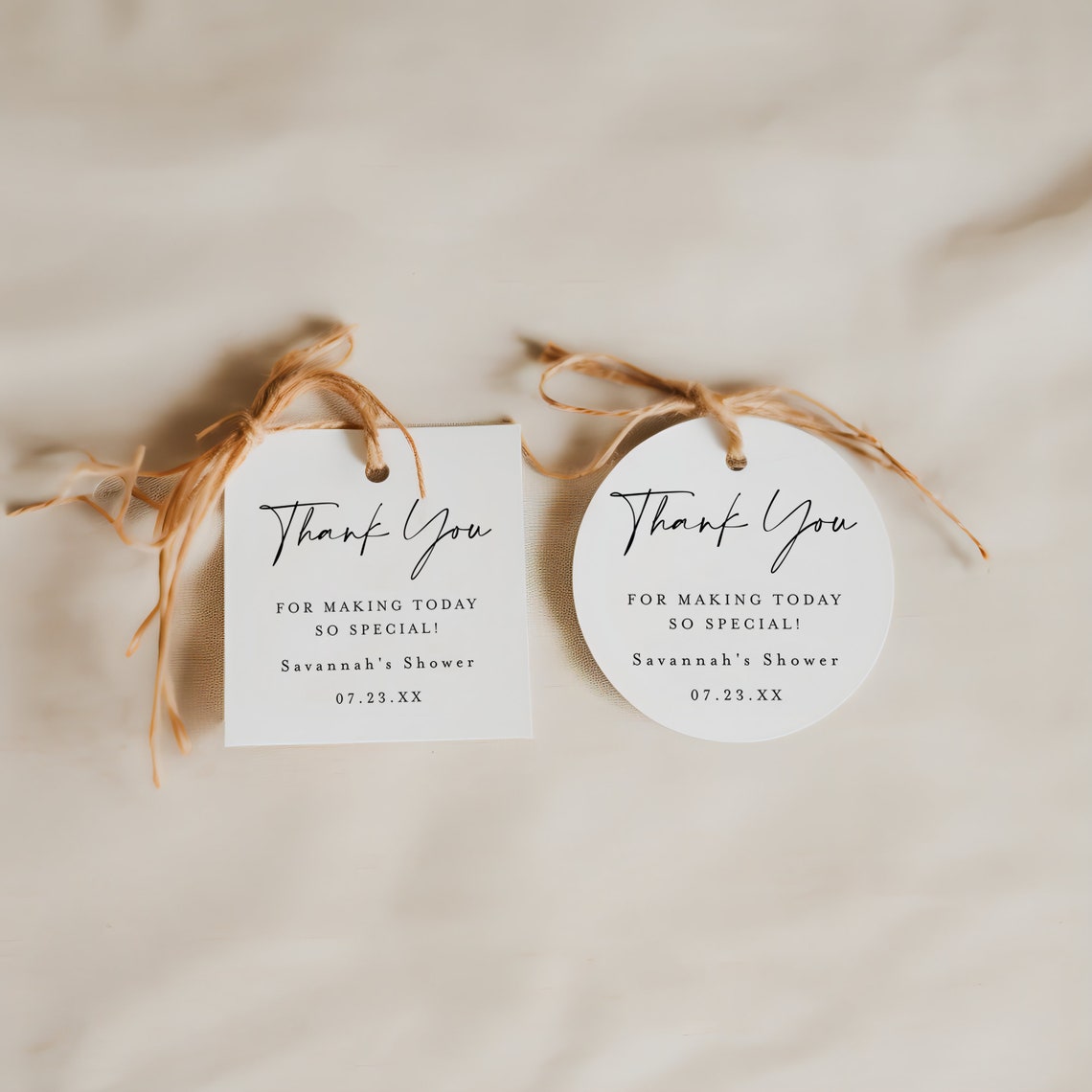 Editable Thank You Tag Template, Round Thank You Tag, Modern Favor Tag ...
