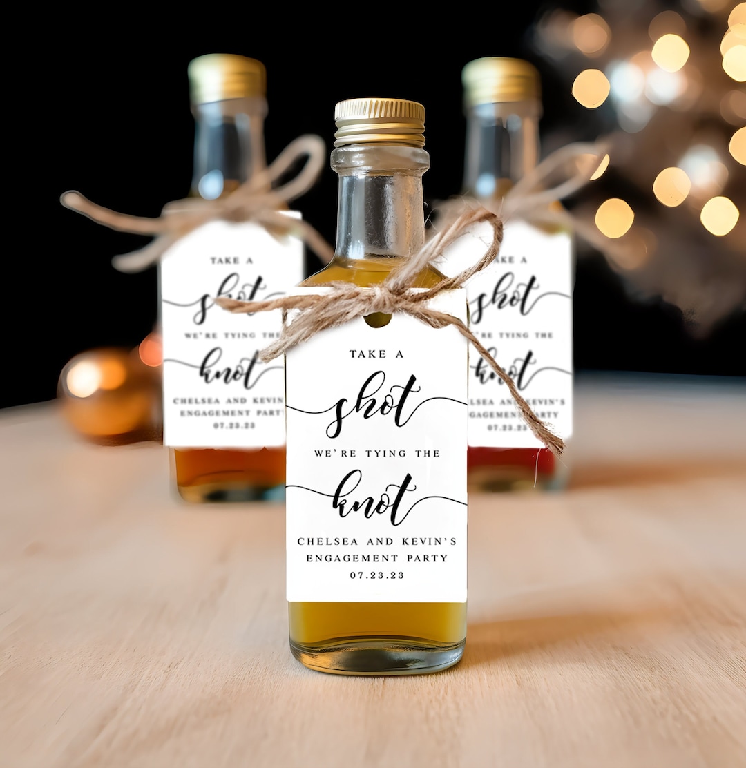 Mini Alcohol Tags Template, Party Favors, Take A Shot We're Tying the ...