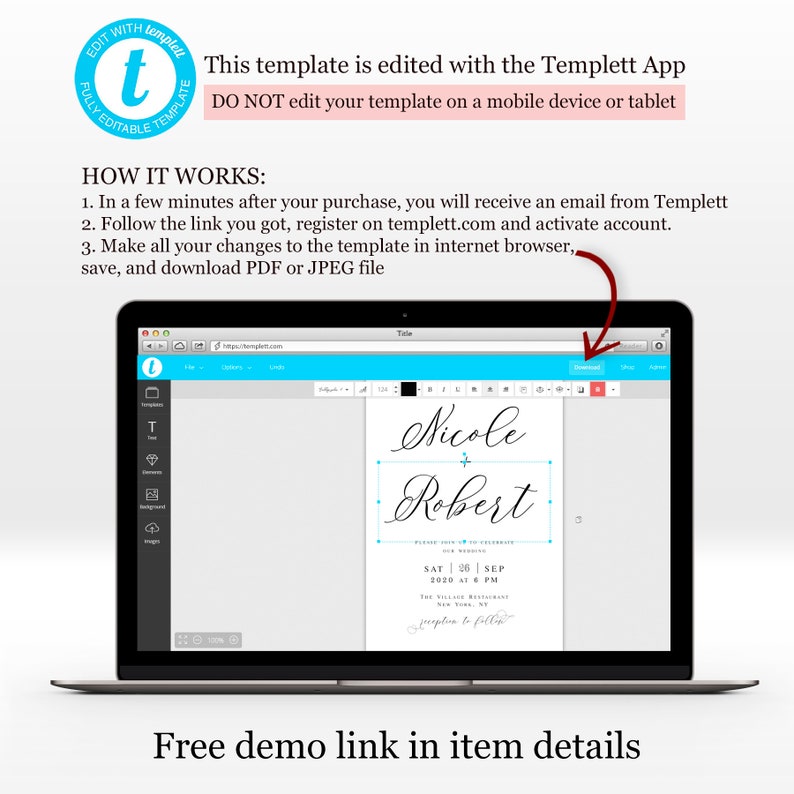 Dainty Wedding Invitation Set Template Download Details | Etsy