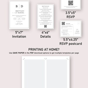 Wedding Invitation Template Set, QR Code RSVP Postcard, Modern Invite ...