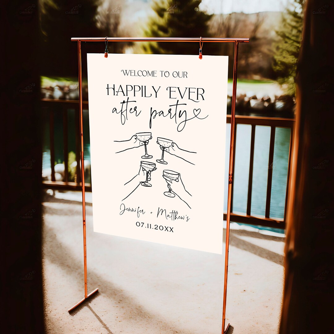 Wedding Welcome Sign Template, Happily Ever After Party Welcome Sign ...