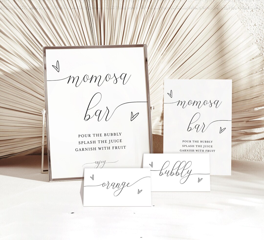 Momosa Bar Sign, Editable Mimosa Bar Sign and Tags, Printable Baby ...